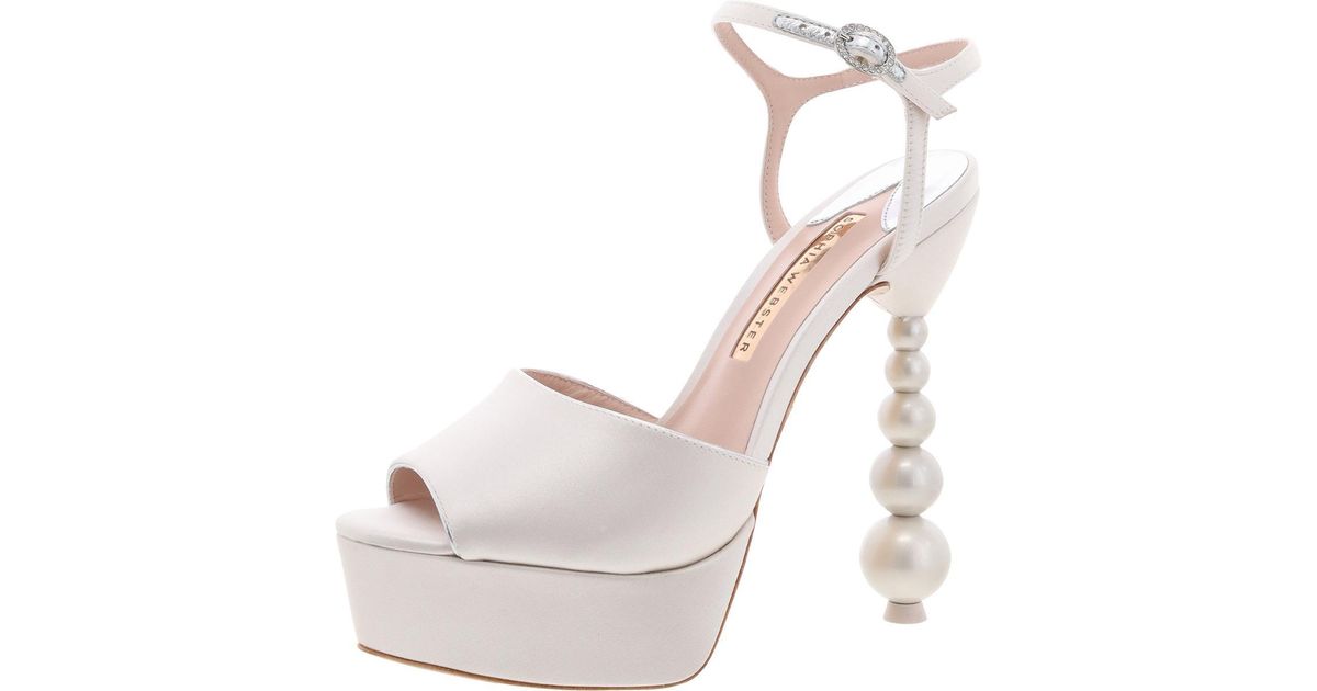 Sophia Webster Natalia Perla Satin Peep Toe Platform Sandals in White ...