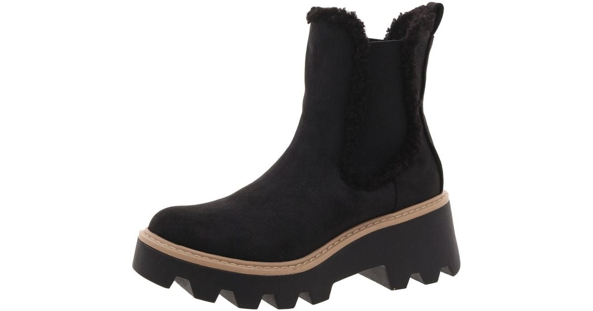 Dolce Vita Yandi Faux Leather Lugg Sole Chelsea Boots in Black | Lyst