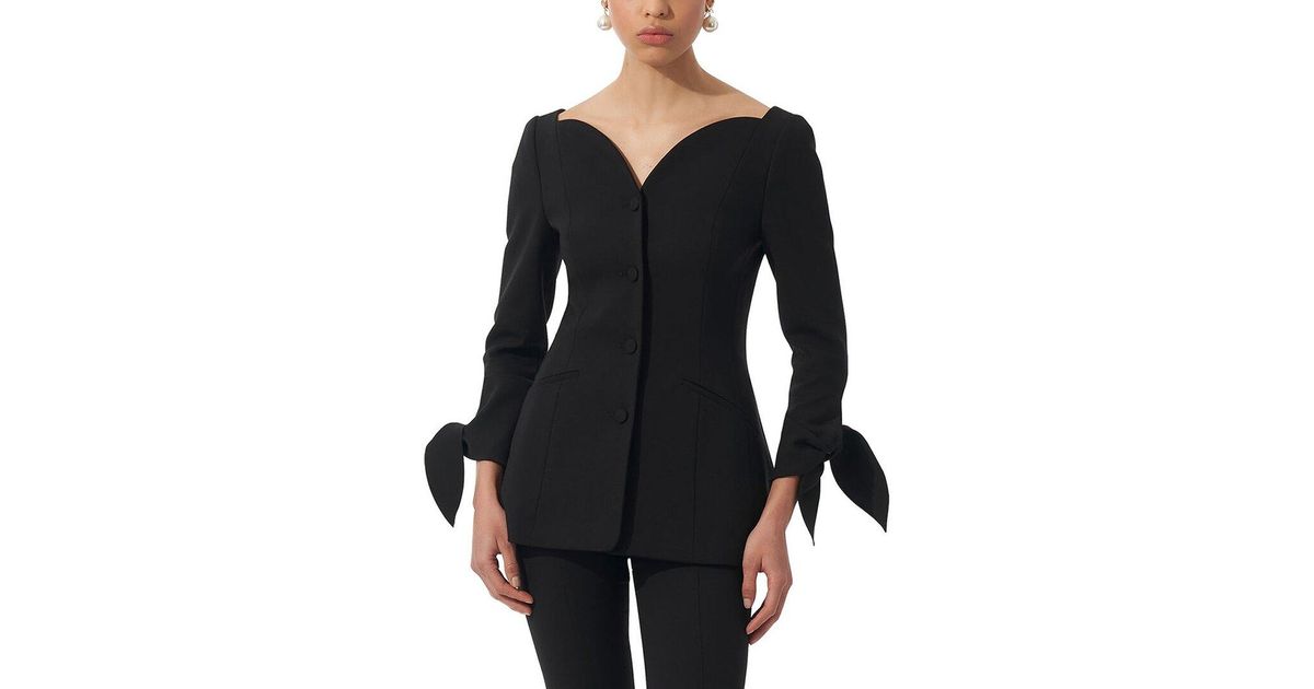 Carolina Herrera Curved Neckline Wool-Blend Jacket in Black | Lyst