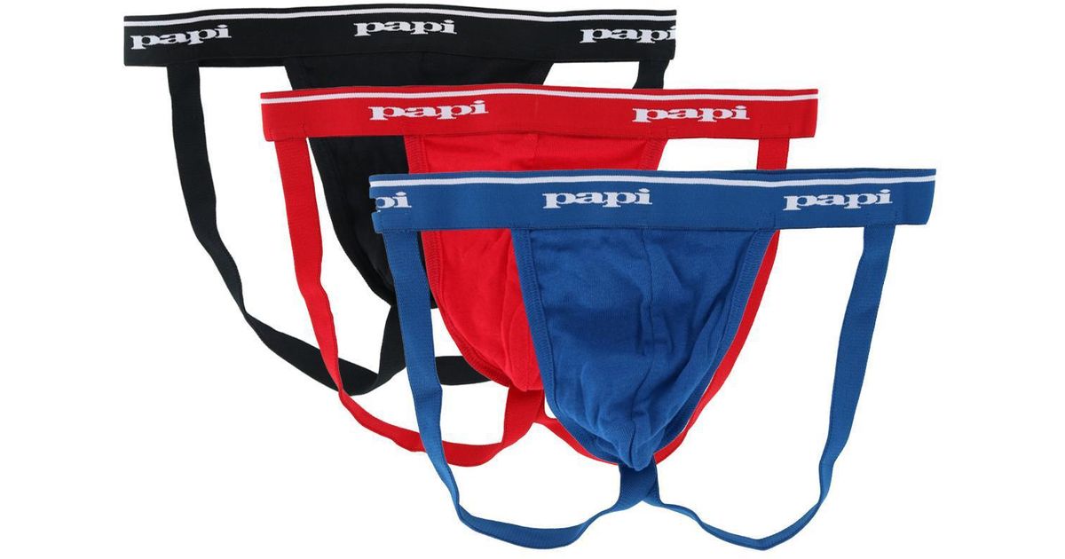 Papi Solid Cotton Jock Strap Assorted (3 Pack) in Red for Men | Lyst