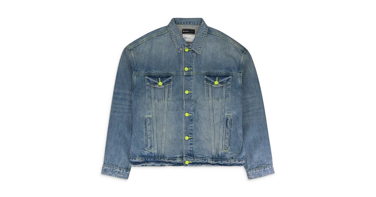 Purple Brand Vintage Light Neon Pop Oversized Jean Jacket Denim Jackets in Blue for Men | Lyst