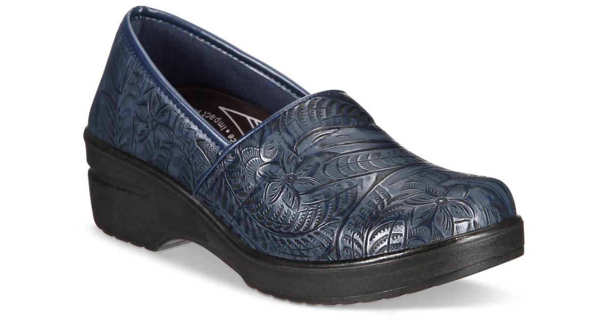 Easy Works by Easy Street Lyndee Faux Leather Flower Edesign Clogs in ...