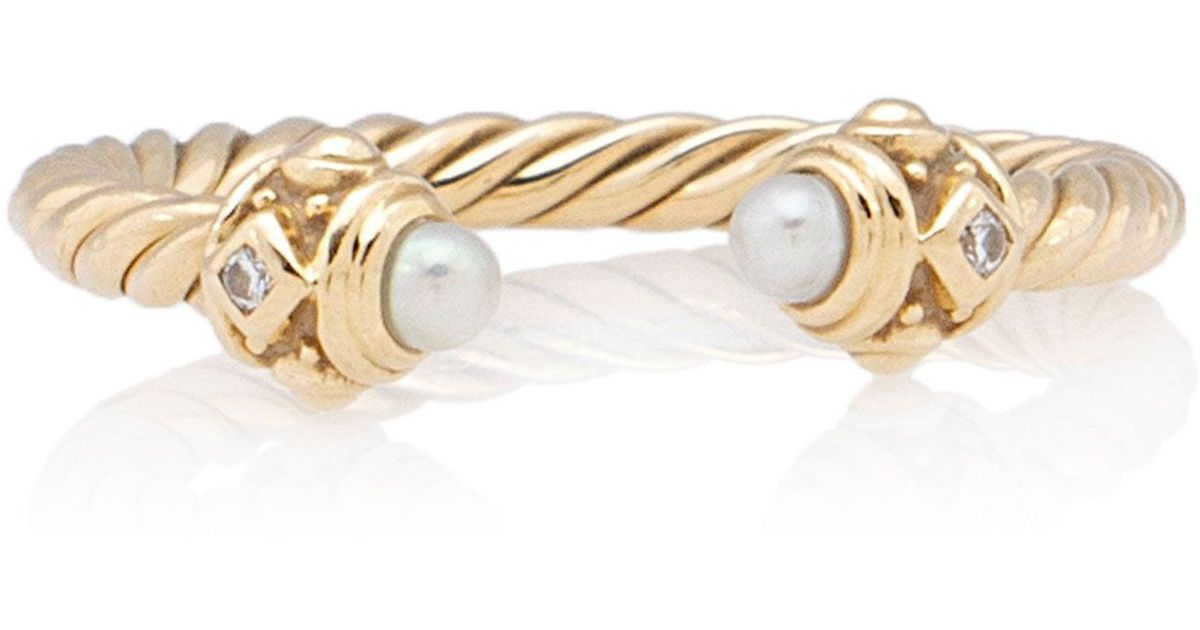 David Yurman 18K Diamond Pearl Renaissance Ring in Metallic | Lyst