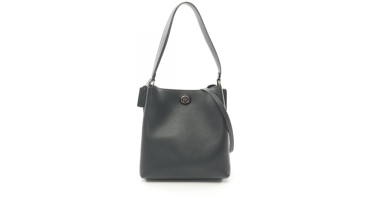 COACH Charlie Leather Bucket Shoulder Bag in Black | Lyst