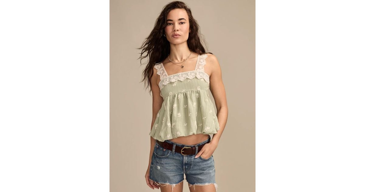 Lucky Brand Floral Embroidered Swing Tank in Natural | Lyst