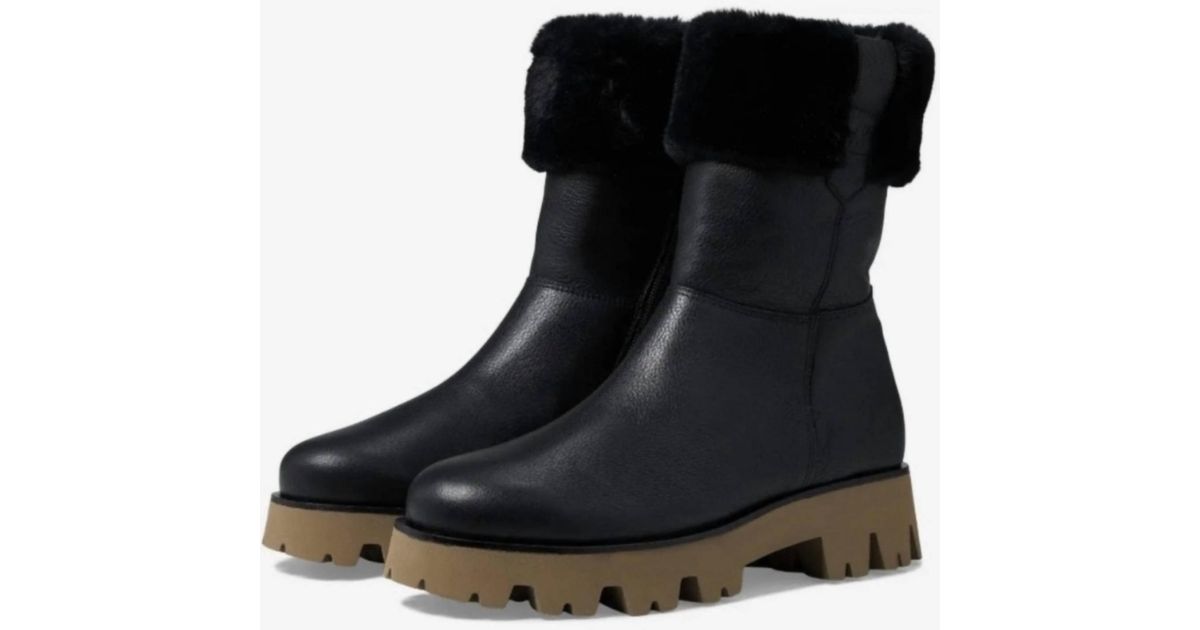 Paul Green Paris Fluff Boot Lug Sole in Black | Lyst