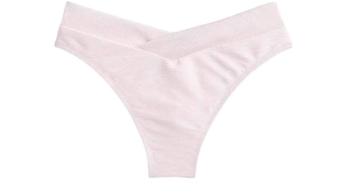 J.Crew Ribbed Cross Front Bikini Bottom in Pink | Lyst