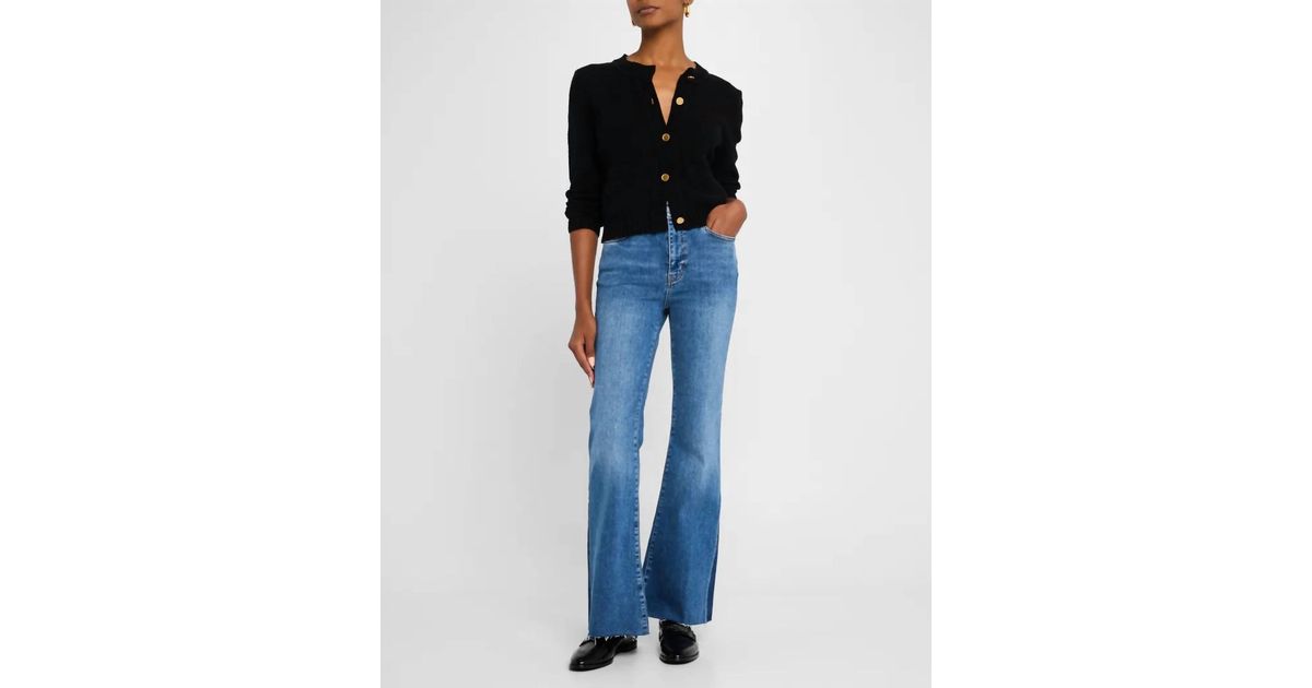 FRAME Le Easy Flare Raw Fray Outseam Insert Jeans in Blue | Lyst