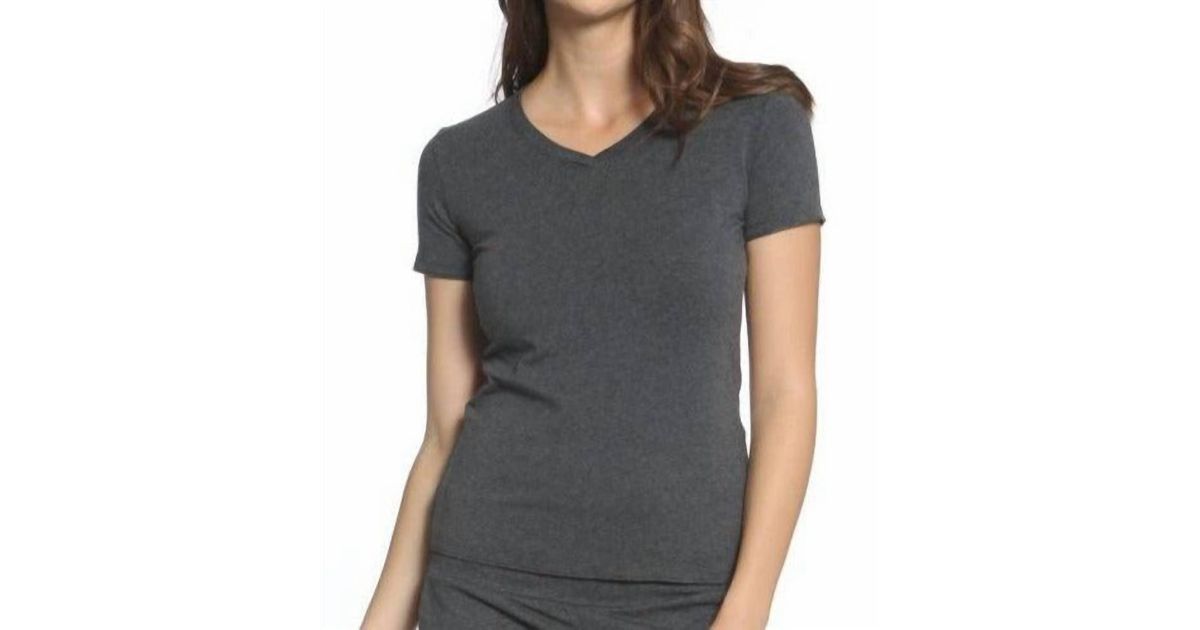 Twelve Eighty Eight Beyond The Basics Short Sleeve V Neck Tee in Gray ...