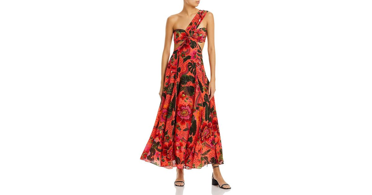 FARM Rio Floral Print Viscose Maxi Dress in Red | Lyst