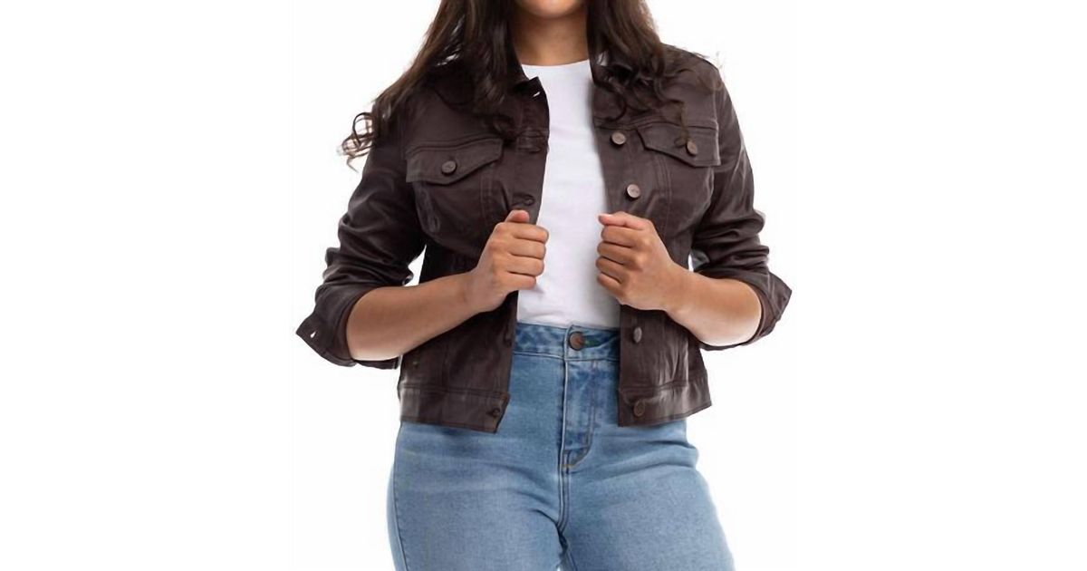 1822 Denim Coated Denim Jacket in Brown | Lyst