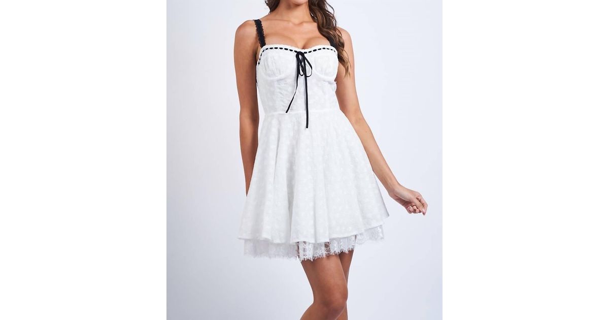 Sky To Moon Coquette Ribbon Trim Eyelet Dress in White | Lyst