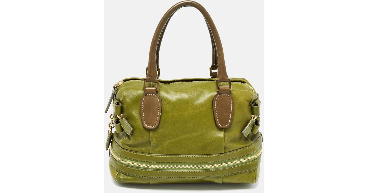 Chloé Leather Andy Expandable Satchel in Green | Lyst