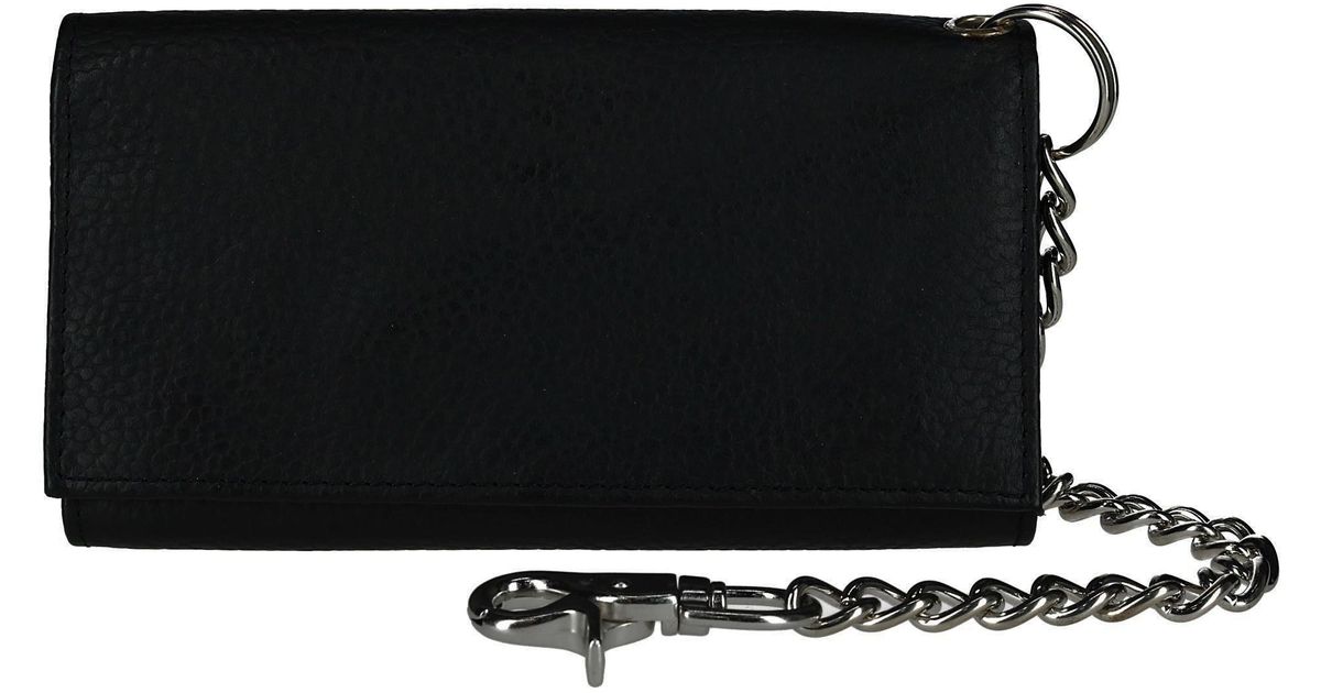 CTM Pebble Grain Leather Rfid Long Trifold Trucker Chain Wallet in ...