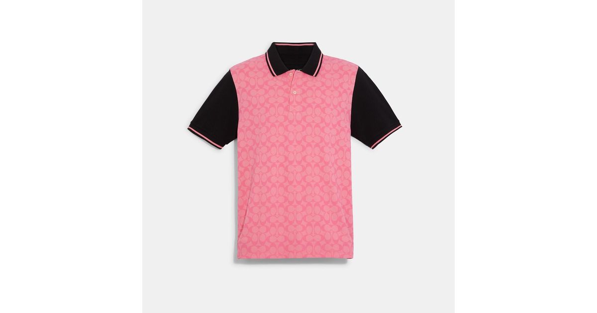 Coach Outlet Colorblock Signature Polo in Pink for Men | Lyst