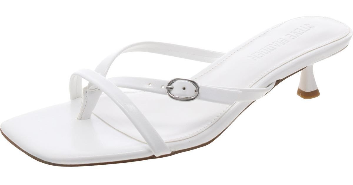 Steve Madden Jana Strappy Faux Leather Mule Sandals in White | Lyst