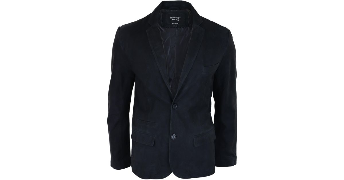 TruClothing Genuine Suede Blazer Style Jacket Leather in Blue for Men ...