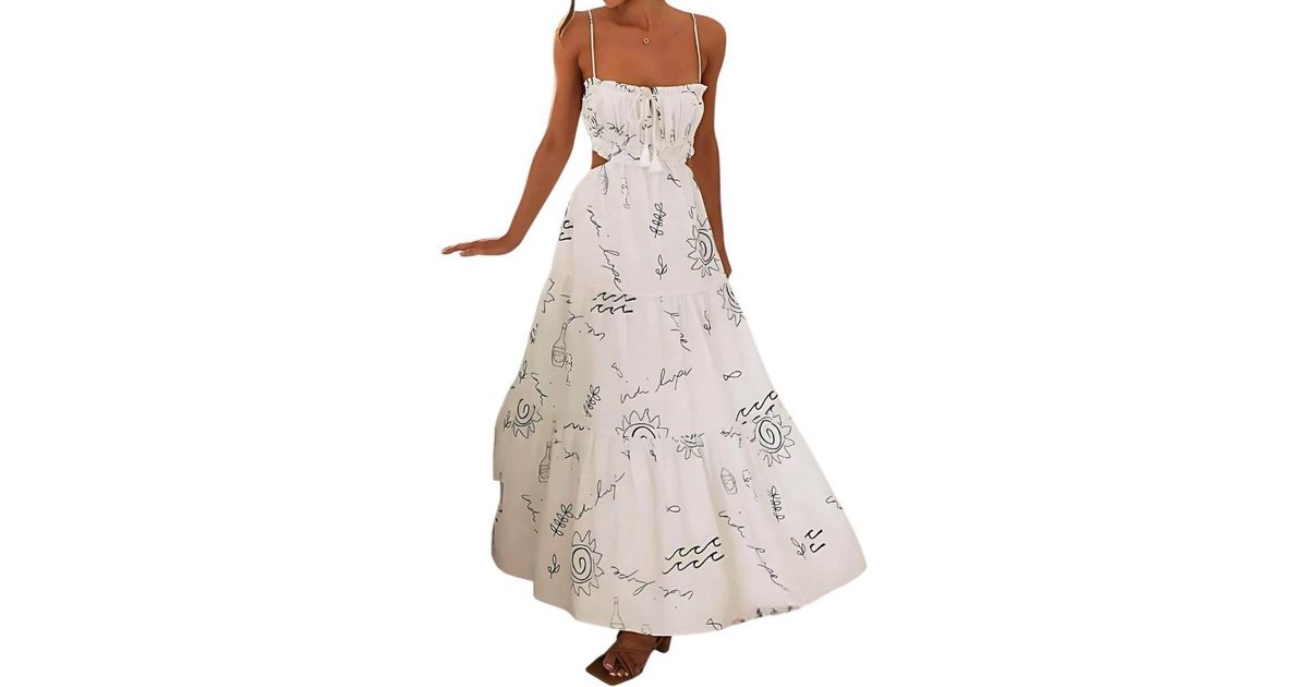 Rosa Clothing Clarissa Bandeau Swing Maxi Dress in White | Lyst