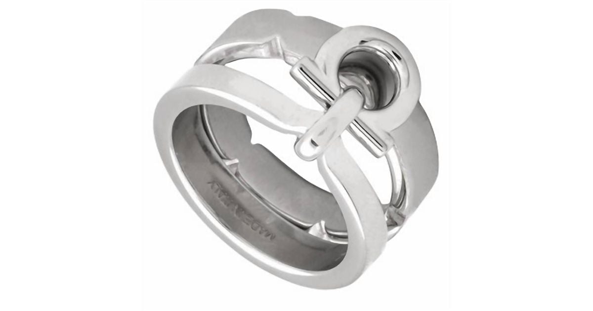 Ferragamo Palladium Scarf Ring in Gray | Lyst