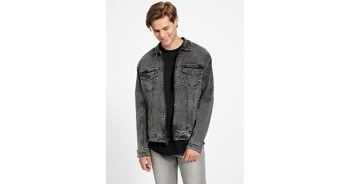 Guess Eco Izzy Denim Jacket in Gray for Men | Lyst