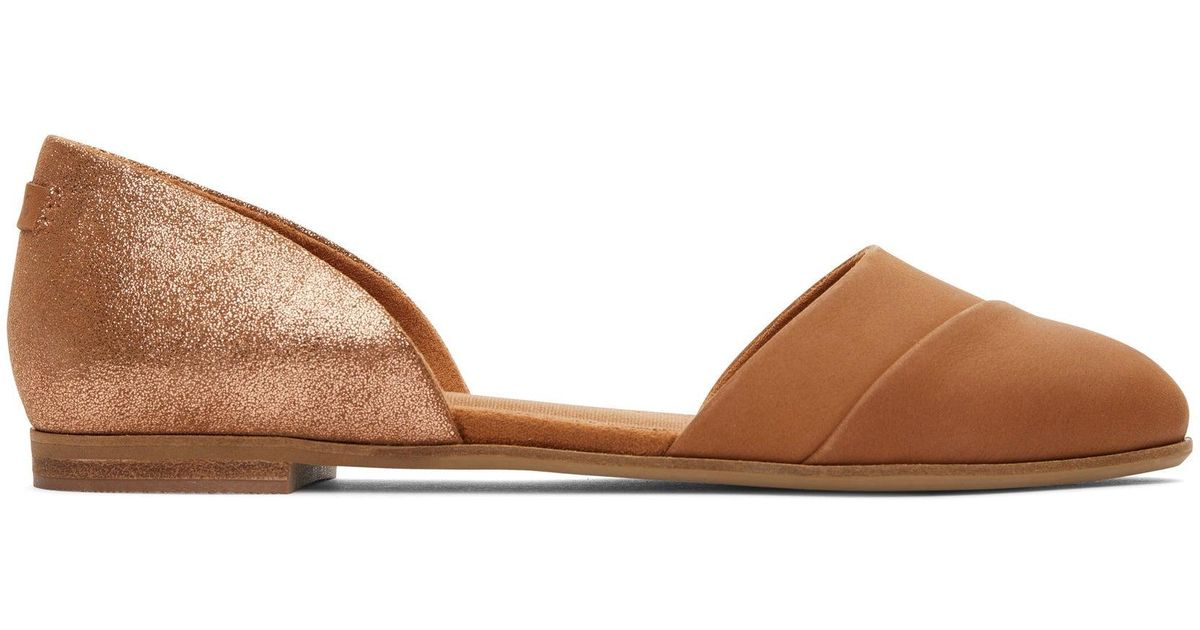 TOMS Tan Leather Jutti D'Orsay Flats in Brown | Lyst