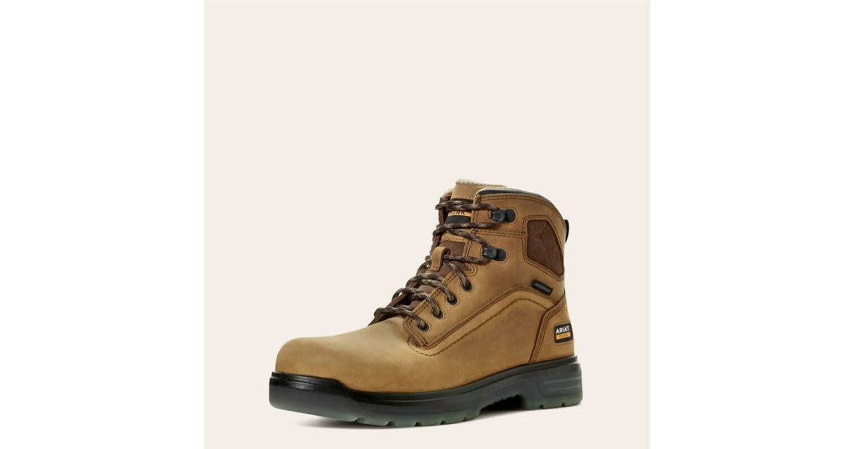 Ariat Turbo 6" Waterproof Lace-Up Soft-Toe Work Boot in Brown for Men ...