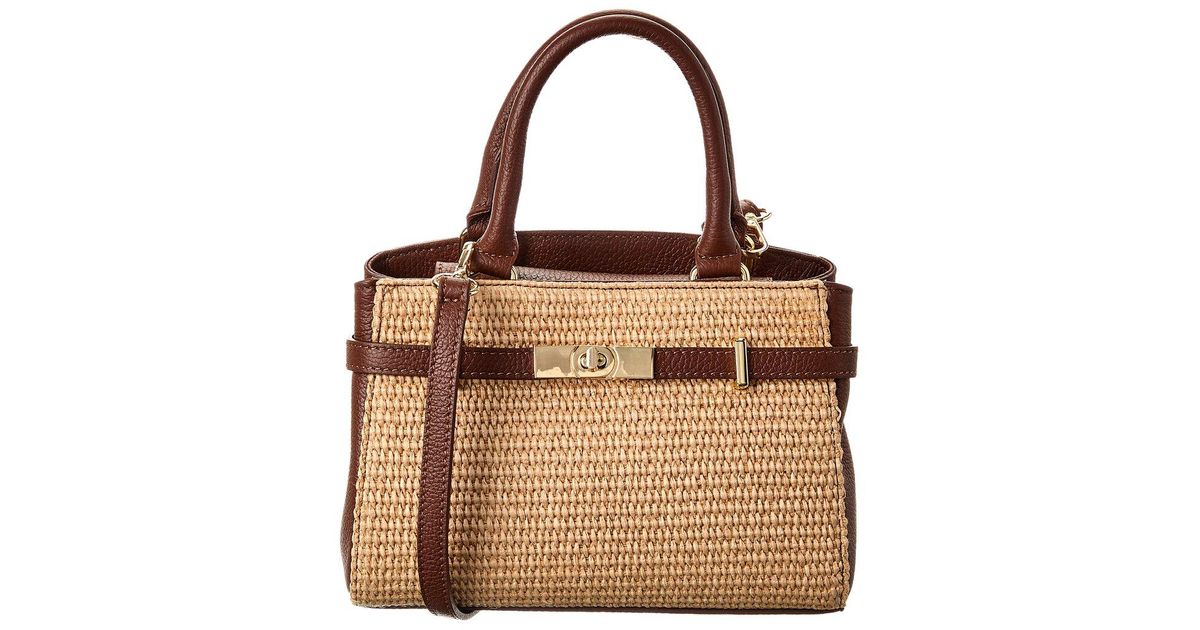 Persaman New York Kate Straw & Leather Satchel in Brown | Lyst