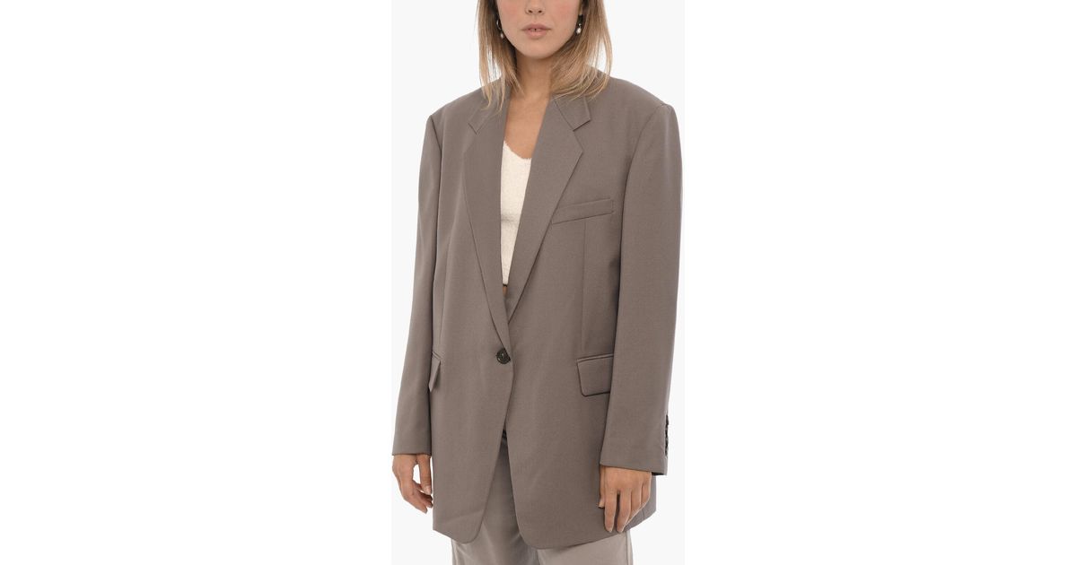 Low Classic Wool Blend One Buttons Blazer With Flap Pockets S Standard ...