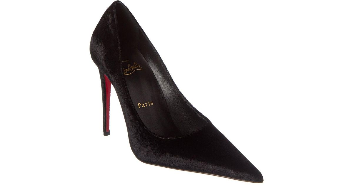 Christian Louboutin Kate Max 100 Velvet Pump in Black | Lyst