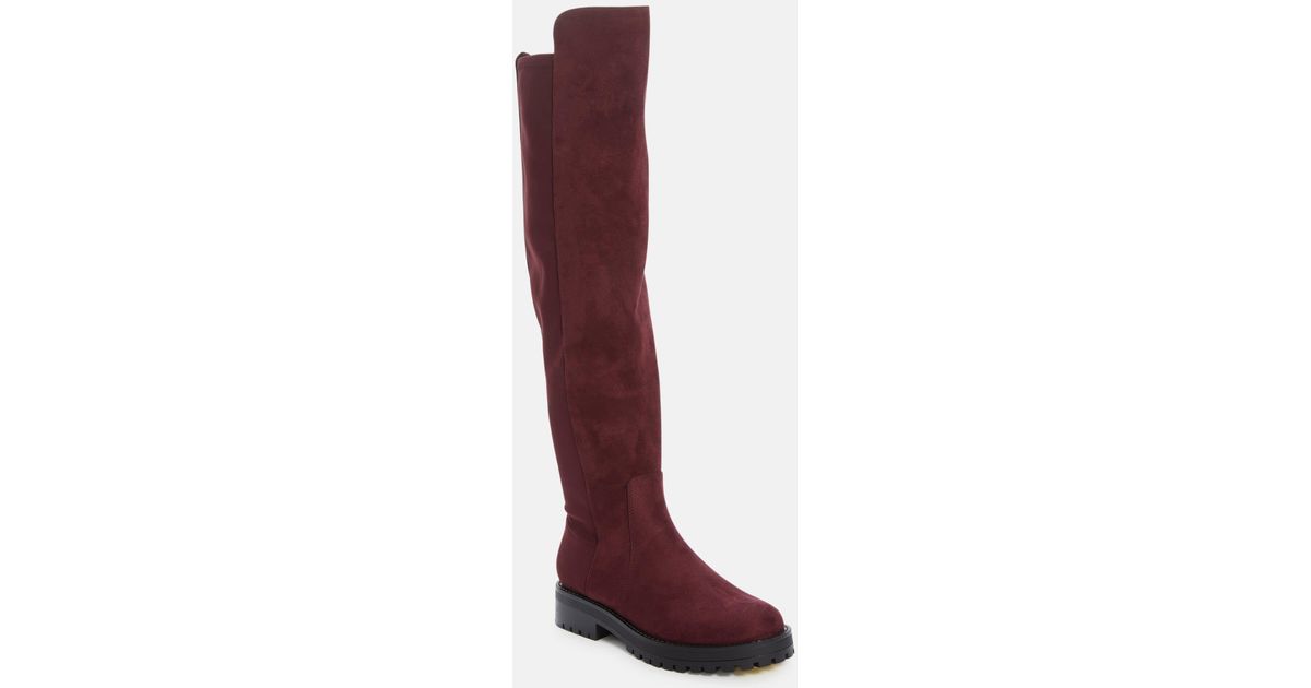 Guess Analin Knit Panel Riding Boots in Red | Lyst