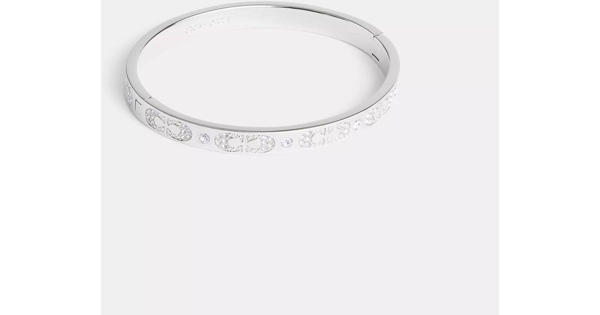 COACH Signature Pavé Hinged Bangle in Metallic | Lyst