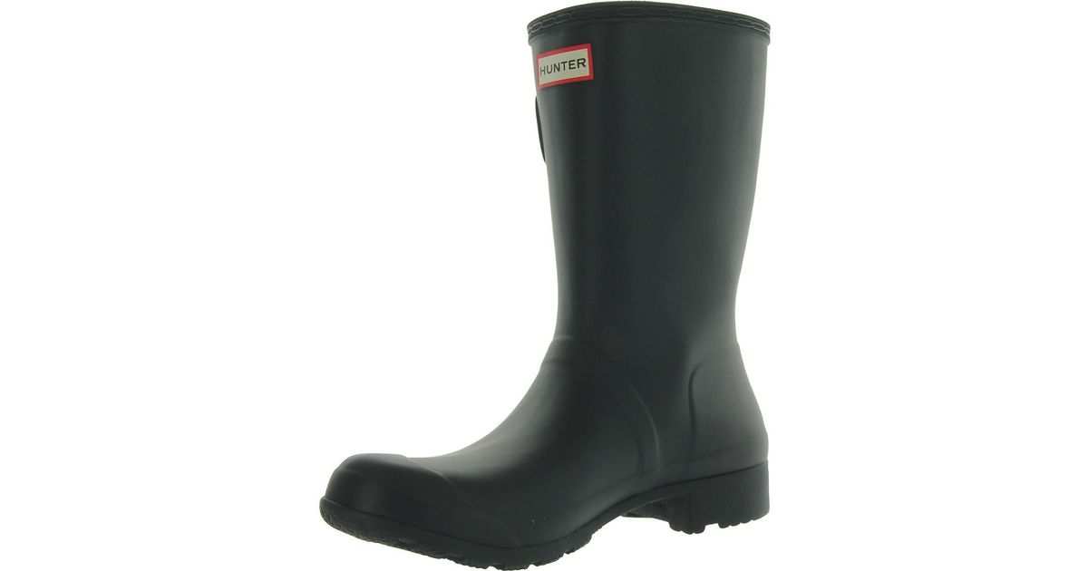 HUNTER Original Tour Short Pull On Waterproof Rain Boots in Black | Lyst