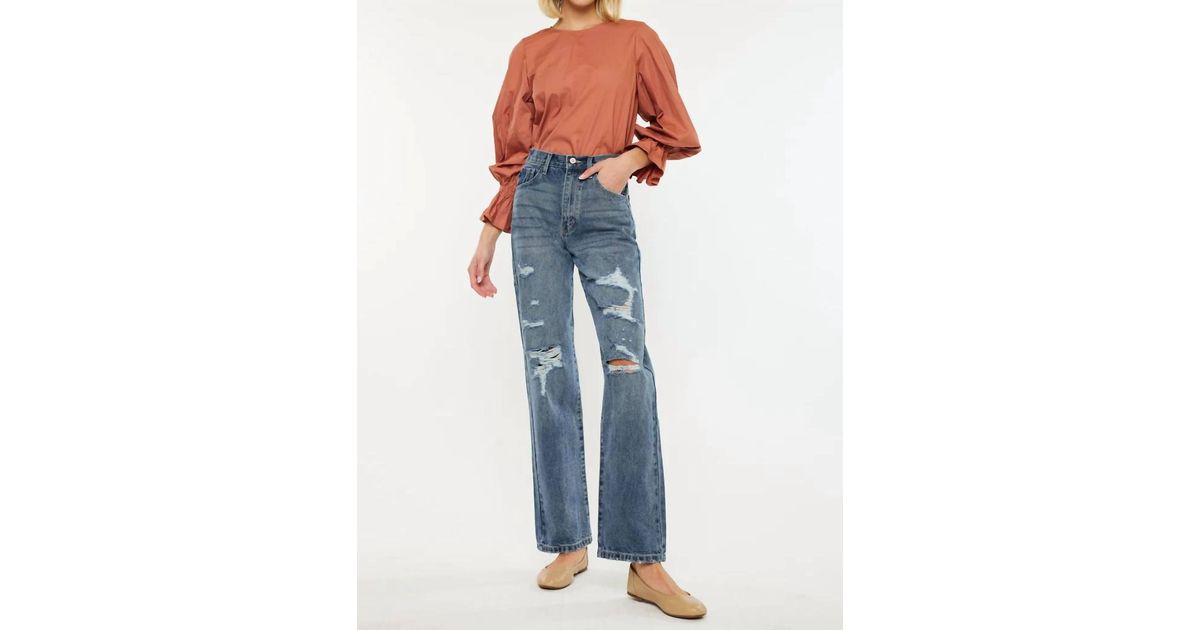 Kancan Stephanie 90's Boyfriend Jeans in Blue | Lyst