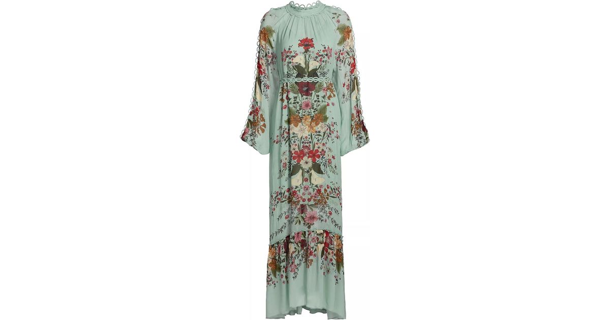 FARM Rio Long Sleeve Maxi Dress, Beauty Bouquet in Green | Lyst