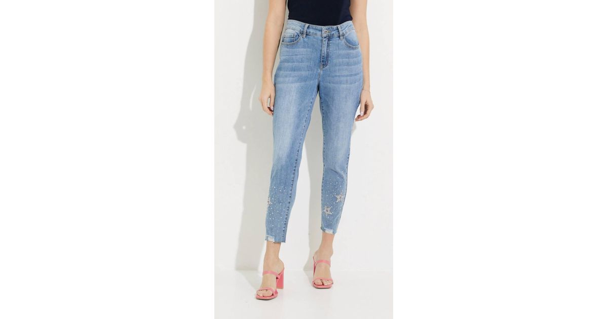 Orly Star Bling Lower Leg Jeans in Blue | Lyst