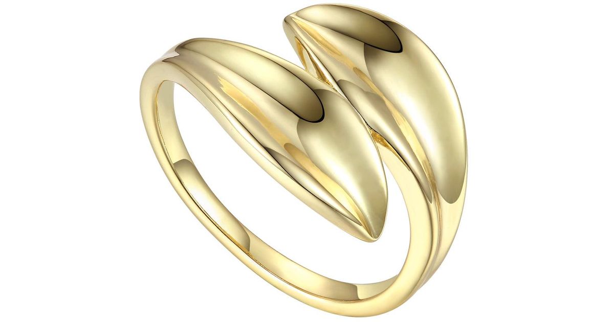Rachel Glauber Rg 14K Plated Bypass Petal Wave Ring in Metallic | Lyst
