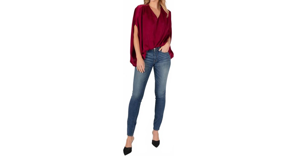 Before You Satin Flowy Top in Red | Lyst
