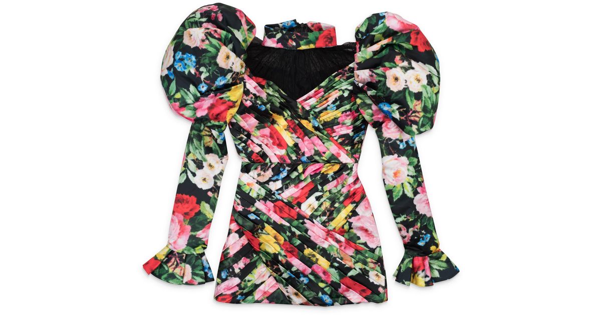 Quinn Lowry 80'S Pleated Mini Dress in Green | Lyst