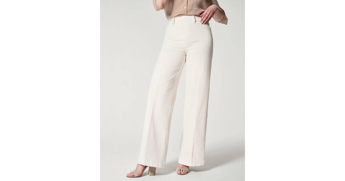 Spanx Seamed Front Wide Leg Jeans In Ecru in White | Lyst Spanx Seamed Front Wide Leg Jeans In Ecru in White | Lyst