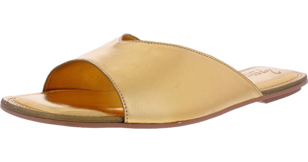 27 EDIT Zelda Open Toe Slip On Slide Sandals in Natural | Lyst