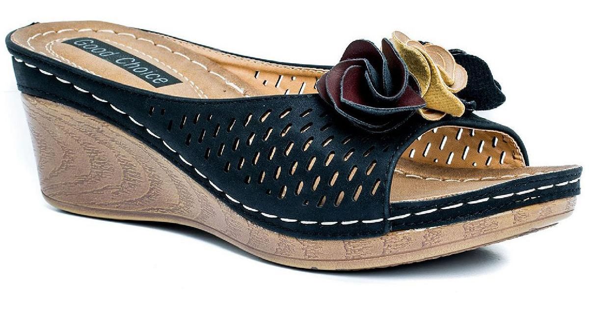 Good Choice Juliet Faux-Leather Perforated Wedge Sandals in Blue | Lyst