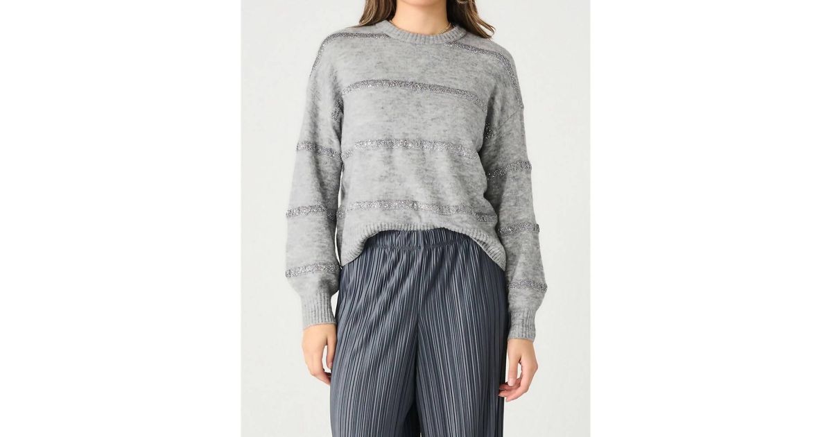 Dex Sylvester Sequin Striped Sweater in Gray | Lyst