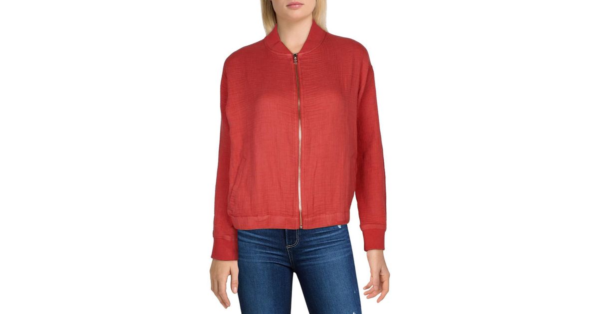 Jag Jeans Cotton Lightweight Bomber Jacket in Red | Lyst