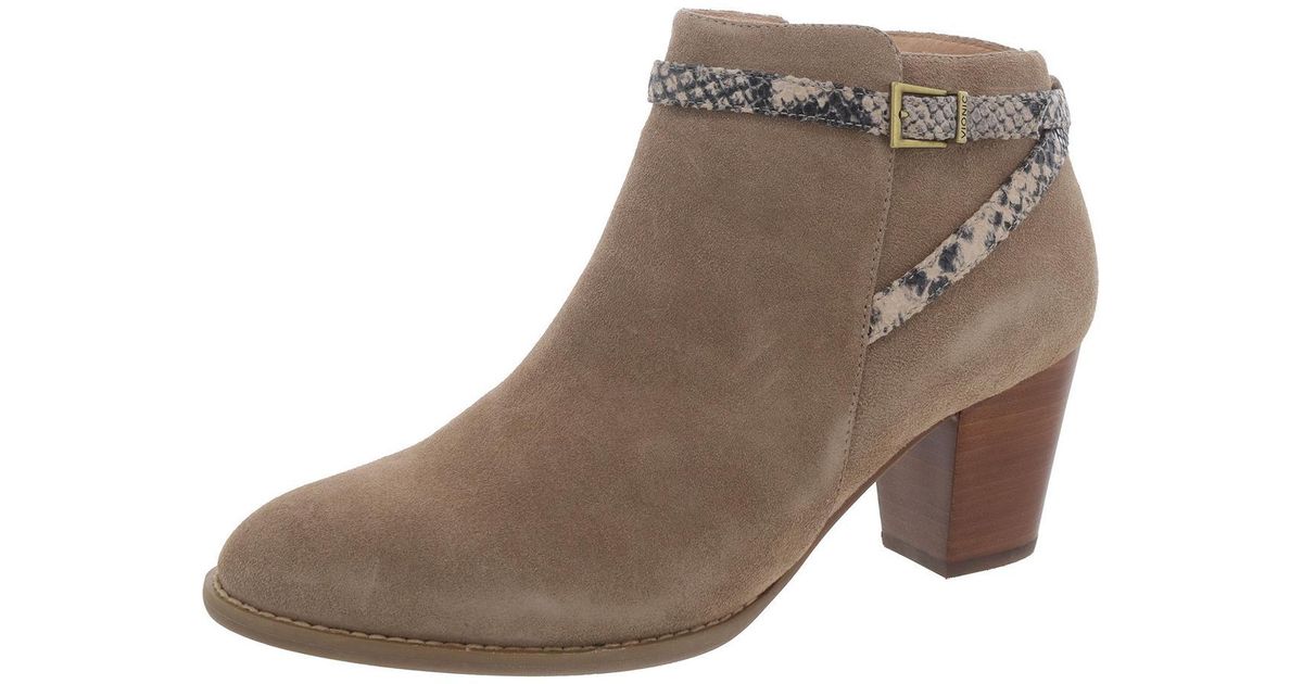 Vionic 322 Upton Suede Block Heel Ankle Boots in Brown | Lyst