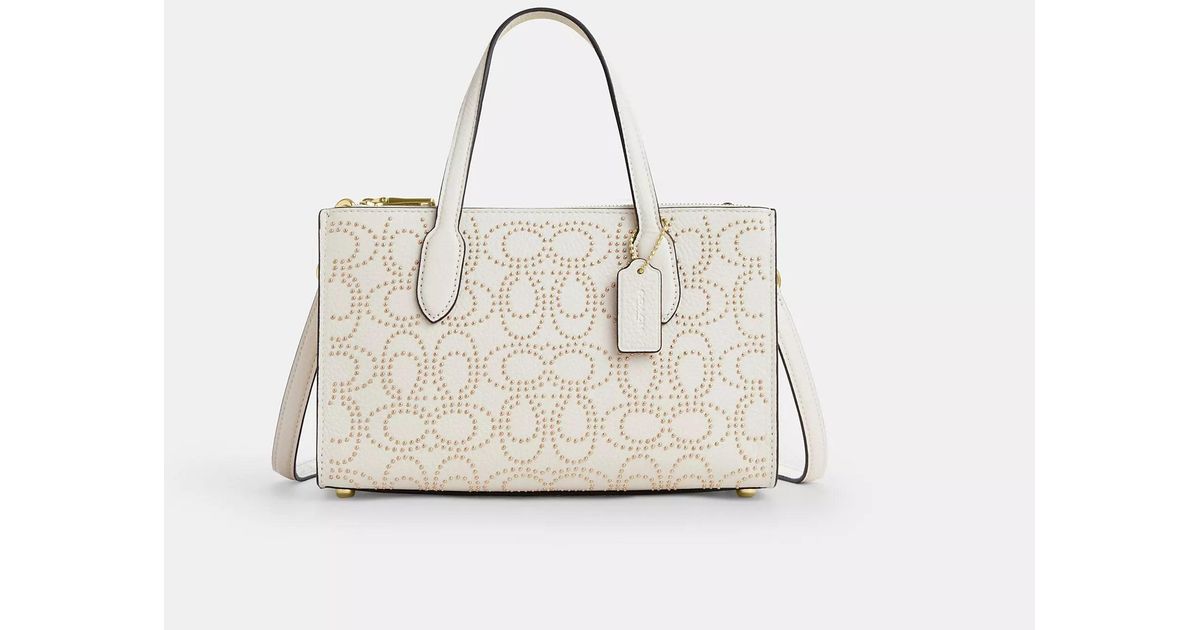 COACH Nina Small Tote Bag With Signature Rivets in Natural | Lyst