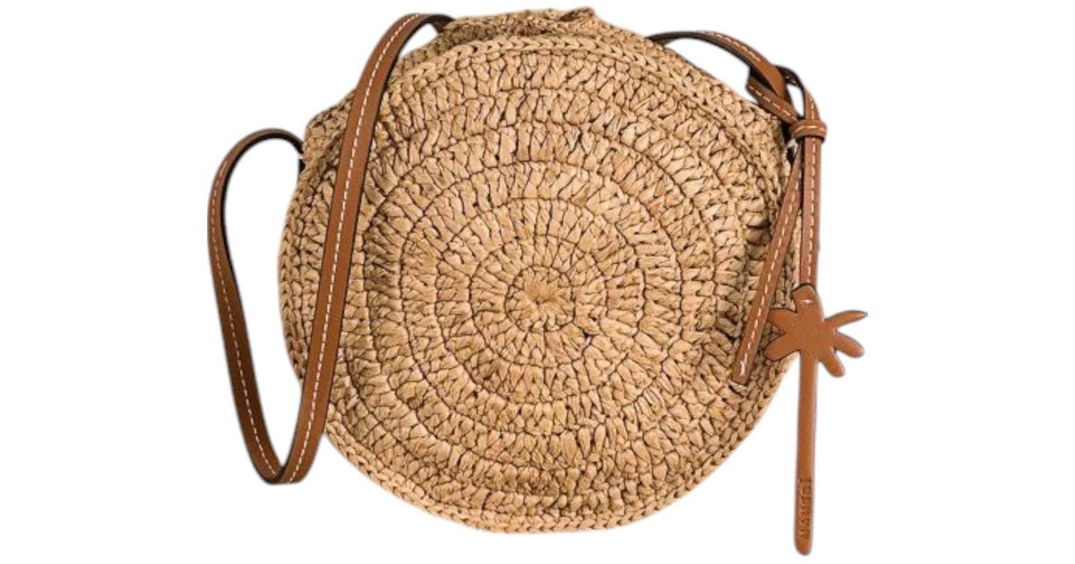 Manebí Raffia Tambourine Mini Bag in Brown | Lyst