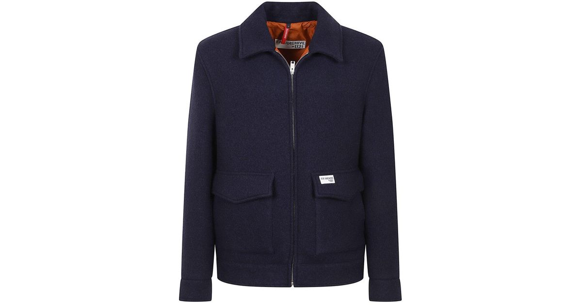 Fay Short Wool Jacket With Zip Fastening And Iconic Logo in Blue for ...