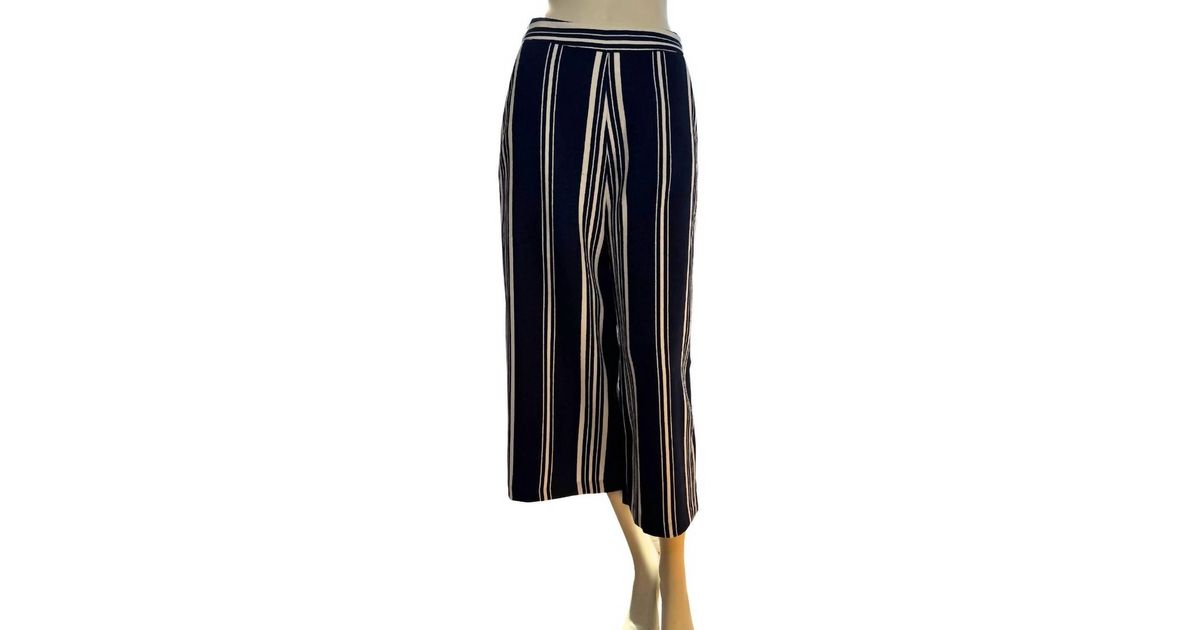 English Factory Classic Striped Wide Leg Pants in Blue | Lyst