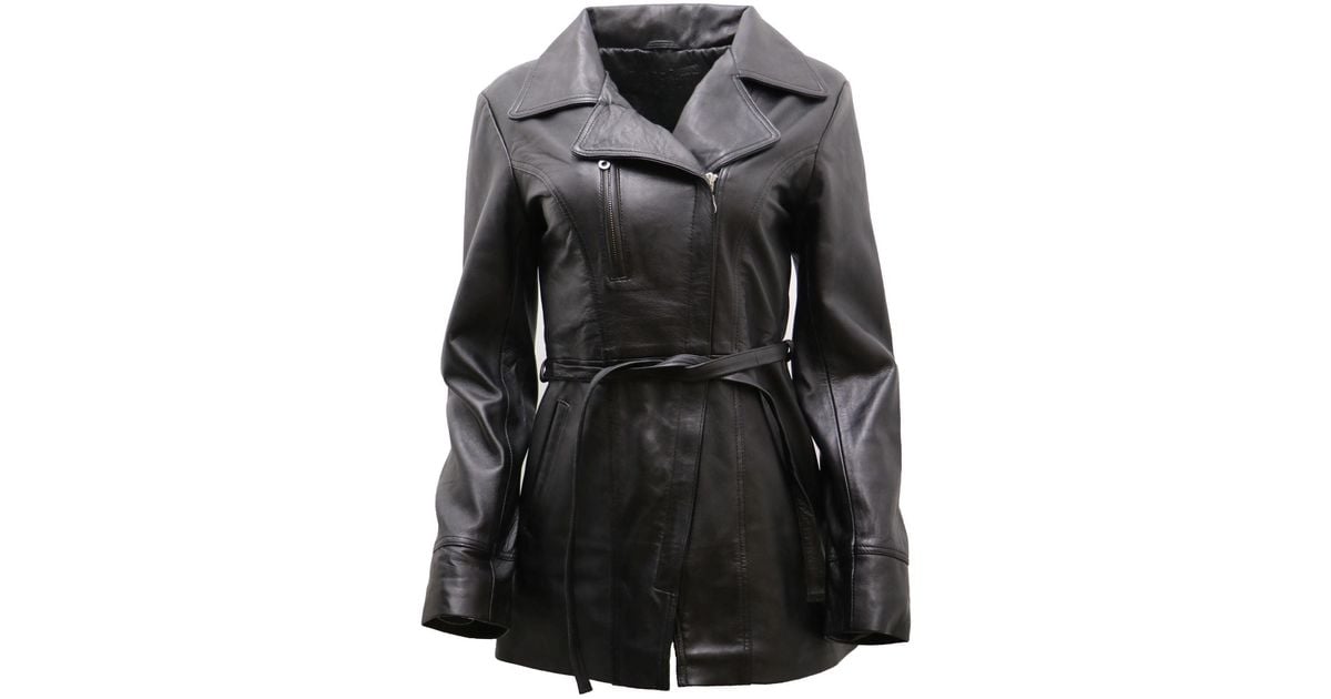 Infinity Leather Md Length Leather Biker Jacket-Okehampton in Black | Lyst