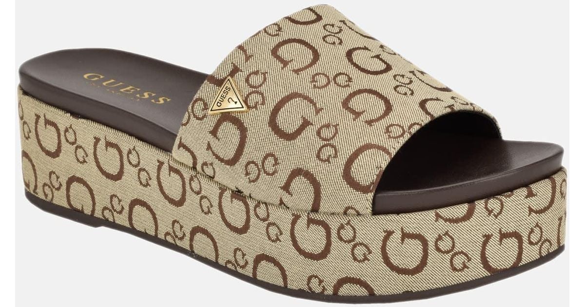 Guess Willows Flatform Sandals in Natural | Lyst